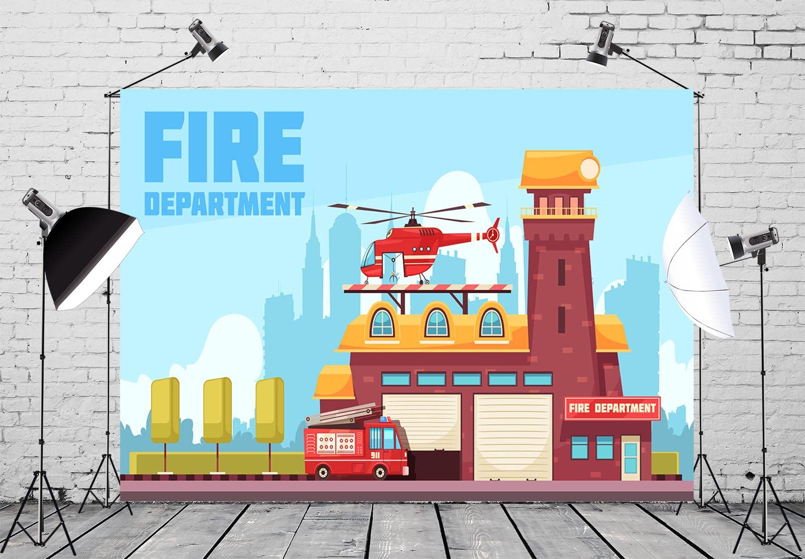 Firefighter Equipment BELECO 15x10ft Fabric Fire Department Backdrop ...