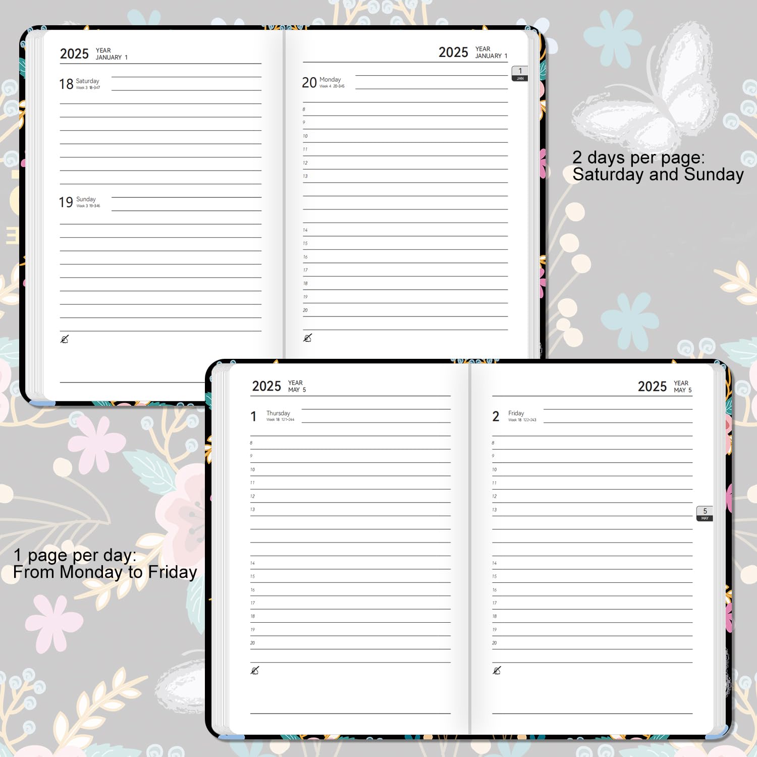Dzhzal A4 Diary 2025 Day Per Page, Page a Day From January 2025 to ...