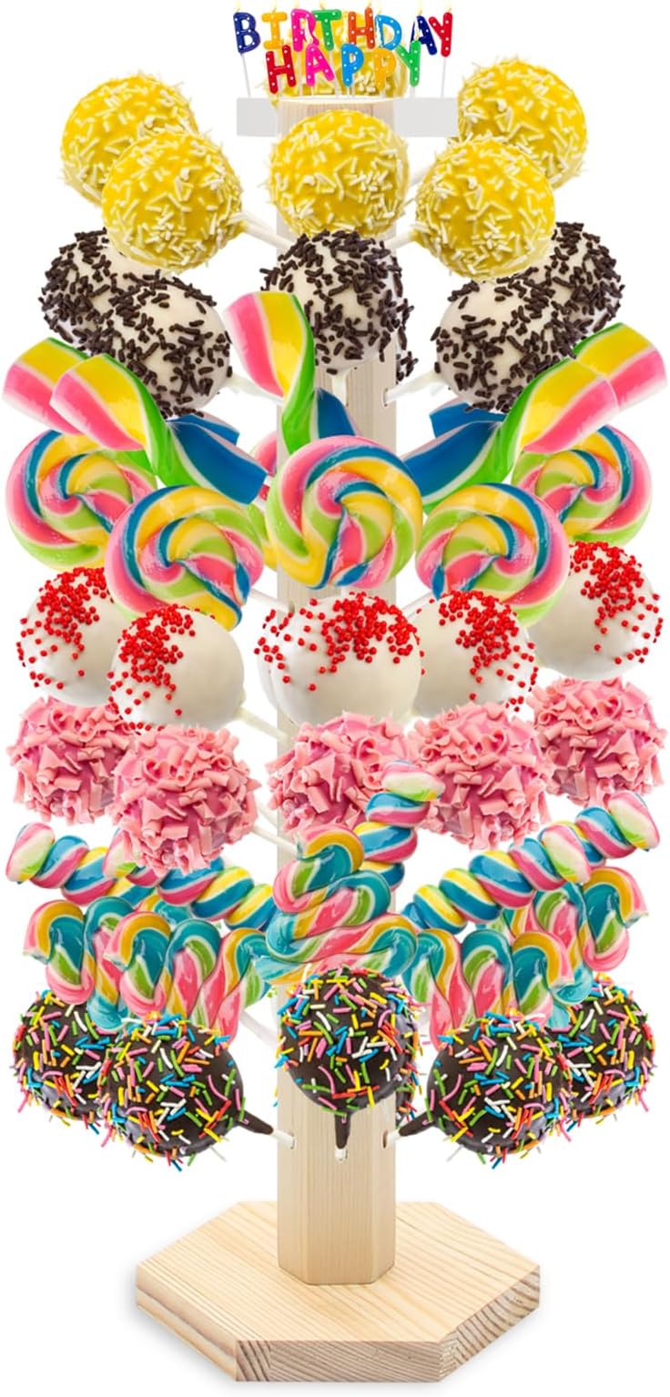 Amazon.com: Hoedia Lollipop Tree Stand 60 Holes Wooden Cake Pop Stand ...