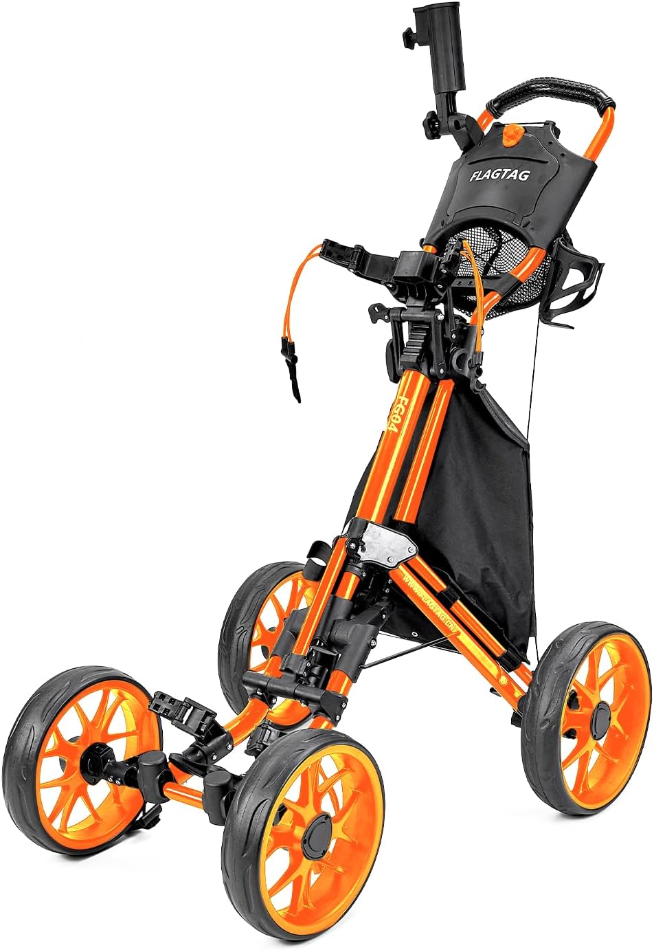 4 Wheels Golf Push Cart,Folding Golf Cart, Golf Pull Cart with Cup ...