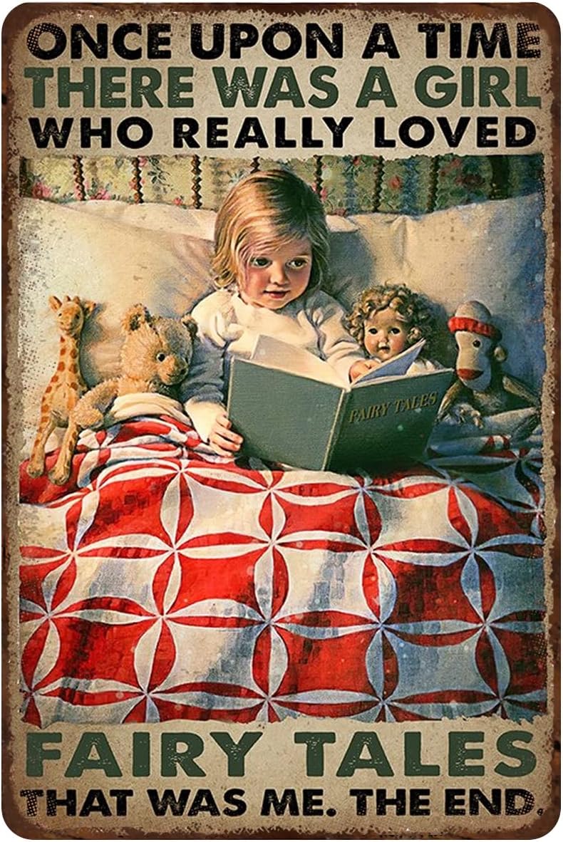 Amazon.com: Rustic Retro Metal Tin Sign Fairy Tales Lover Girl Read ...