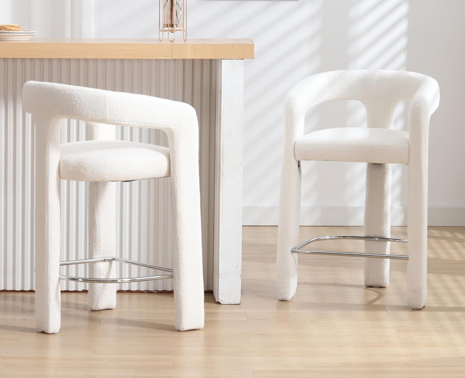 Amazon.com: EALSON Boucle Counter Height Bar Stools with Open Back Set ...