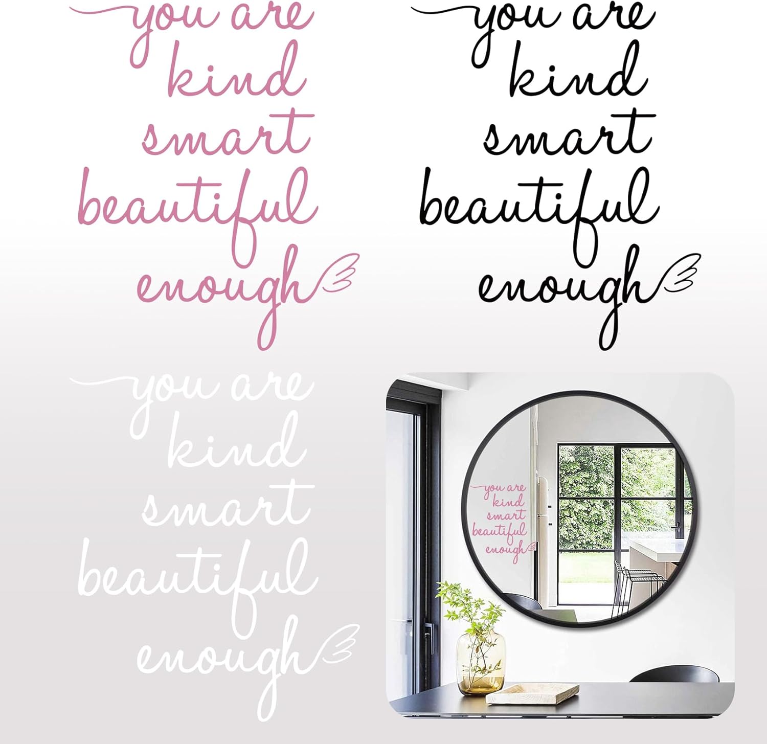 Amazon.com - 3Pcs Mirror Decals Vinyl, Positive Affirmations Mirror ...