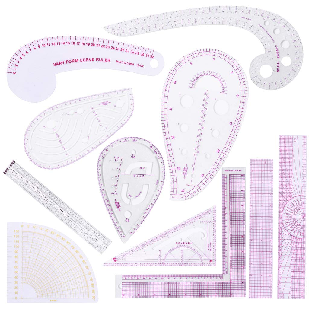 Amazon.com: Atcdfuw Template Ruler,11pcs/Set Tailor Grading Sleeve Cage ...