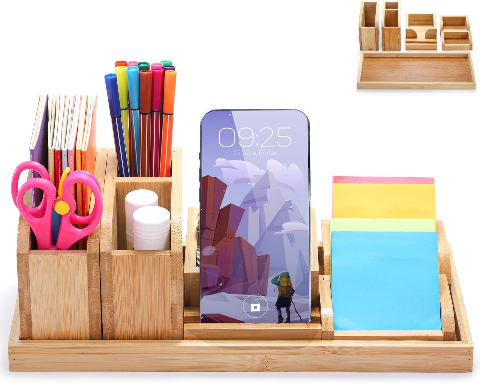 Amazon.com : TROEX Bamboo Desk Organizer – Durable Office Wood Desk ...