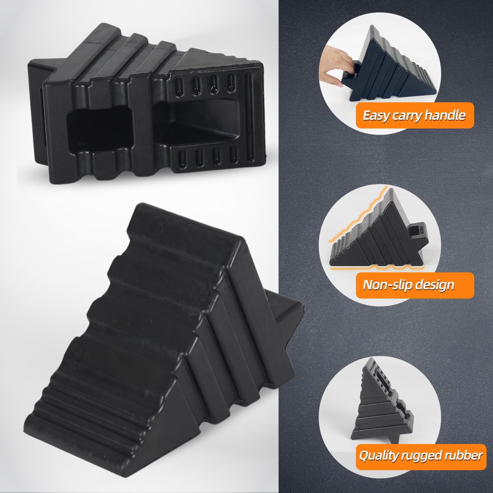 Snapklik.com : OULEME Heavy Duty Rubber Wheel Chock Blocks, Wheel ...