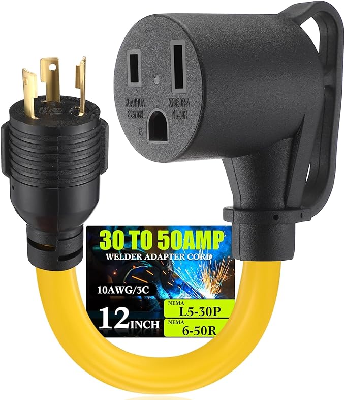 Amazon.com: Tellegloww 1ft NEMA L5-30P to 6-50R 30Amp to 50Amp Welder ...