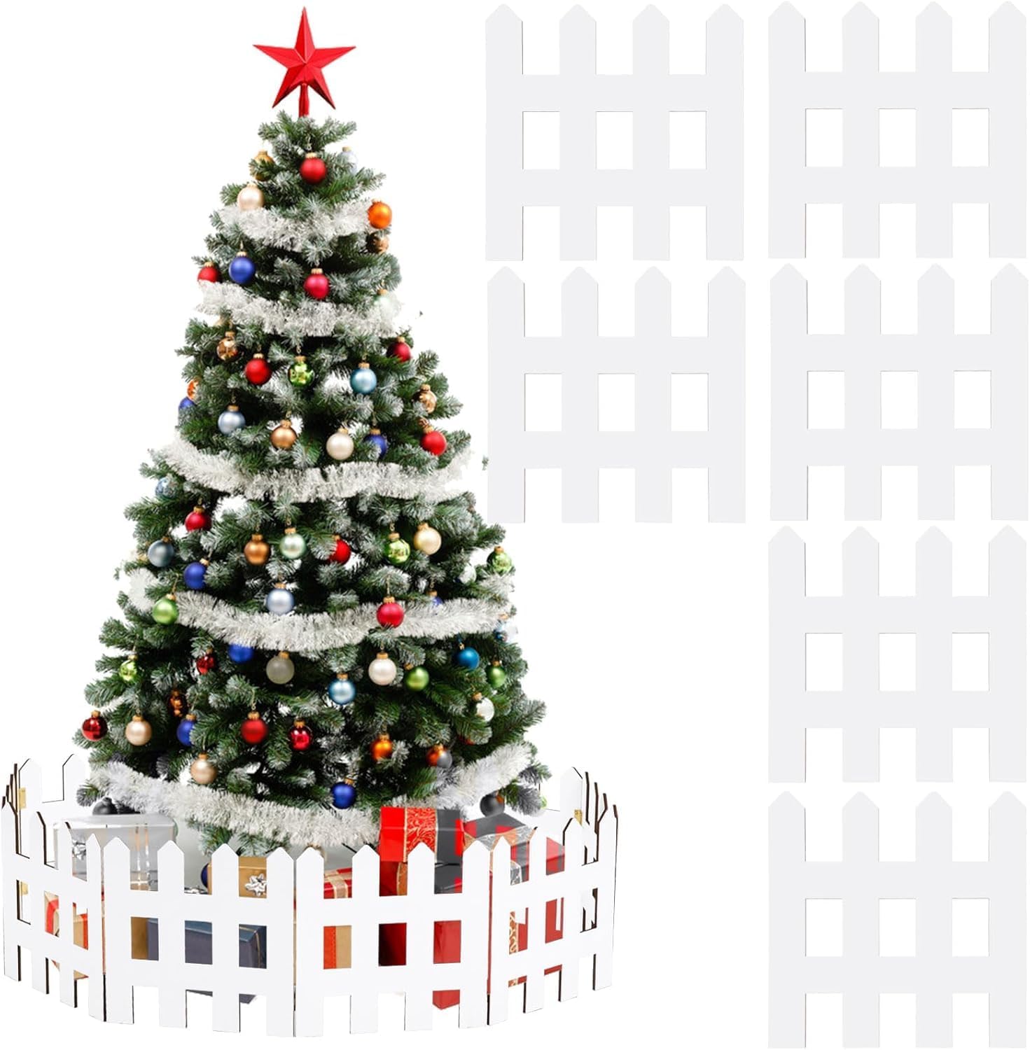 Amazon.com : MoDooris 6Pcs Christmas Tree Fences White Wooden Picket ...