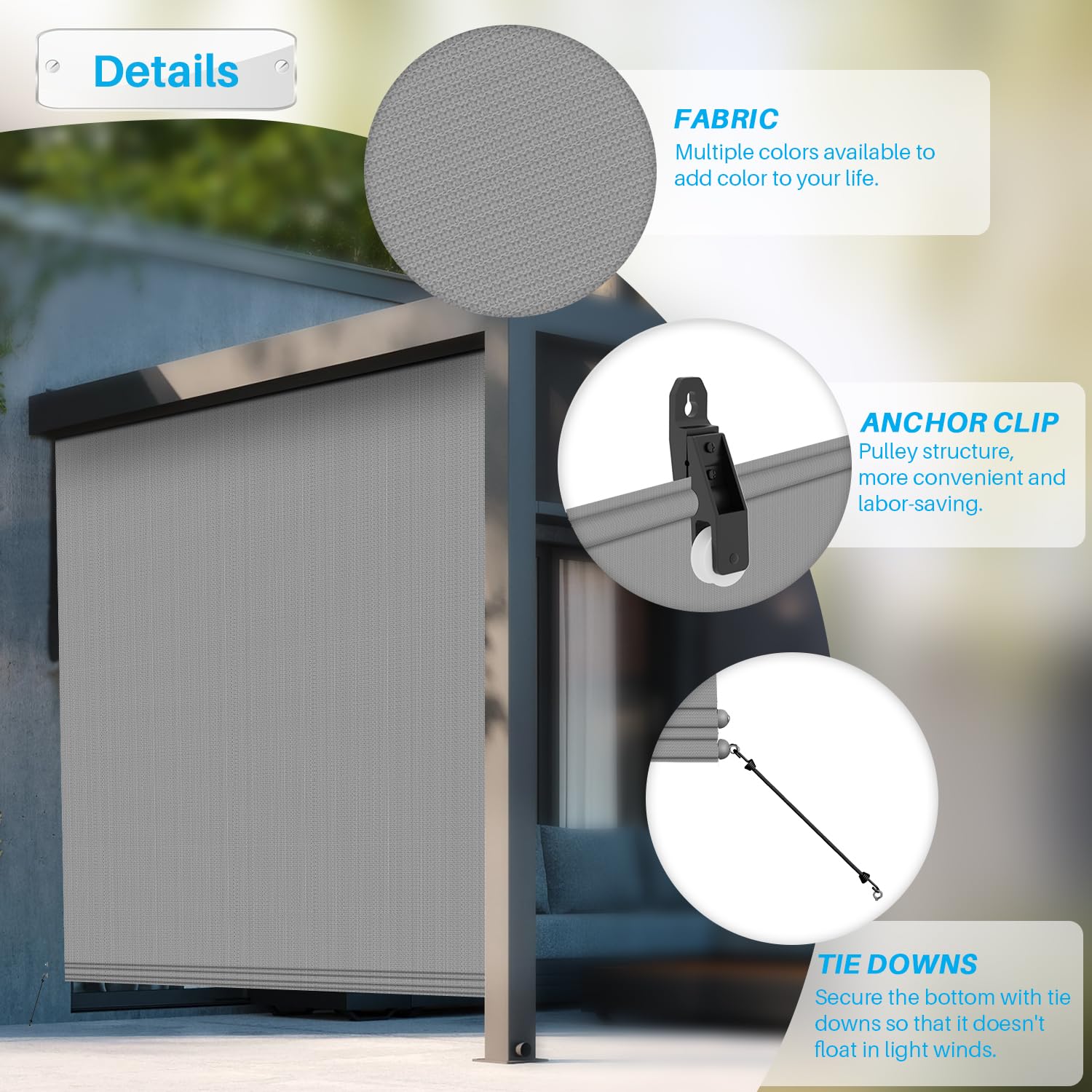 Snapklik.com : Patio Paradise Shades Roll Up Outdoor 4Wx6H Roller Shade ...