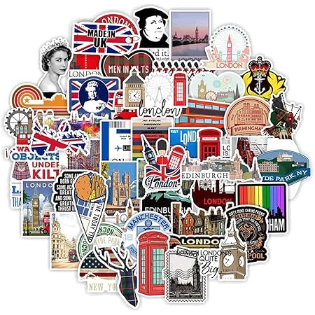 Amazon.com: UK England Travel Stickers |50 Pcs British Theme Waterproof ...