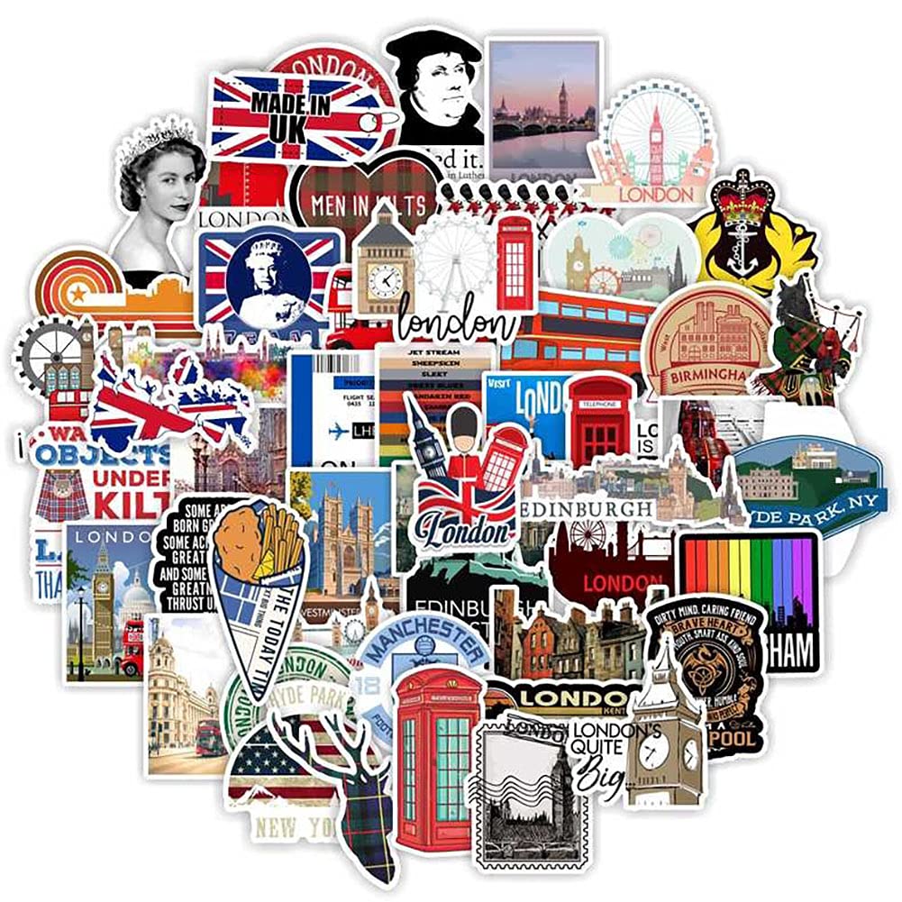 UK England Travel Stickers |50 Pcs British Theme Waterproof Vinyl ...