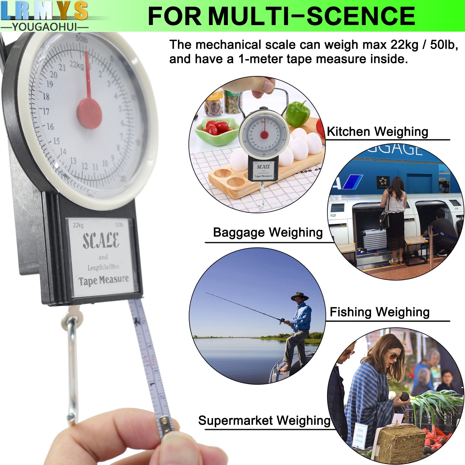 Suitcase Weight Scale STATUS Mechanical Luggage Scale With Tape Measure ...
