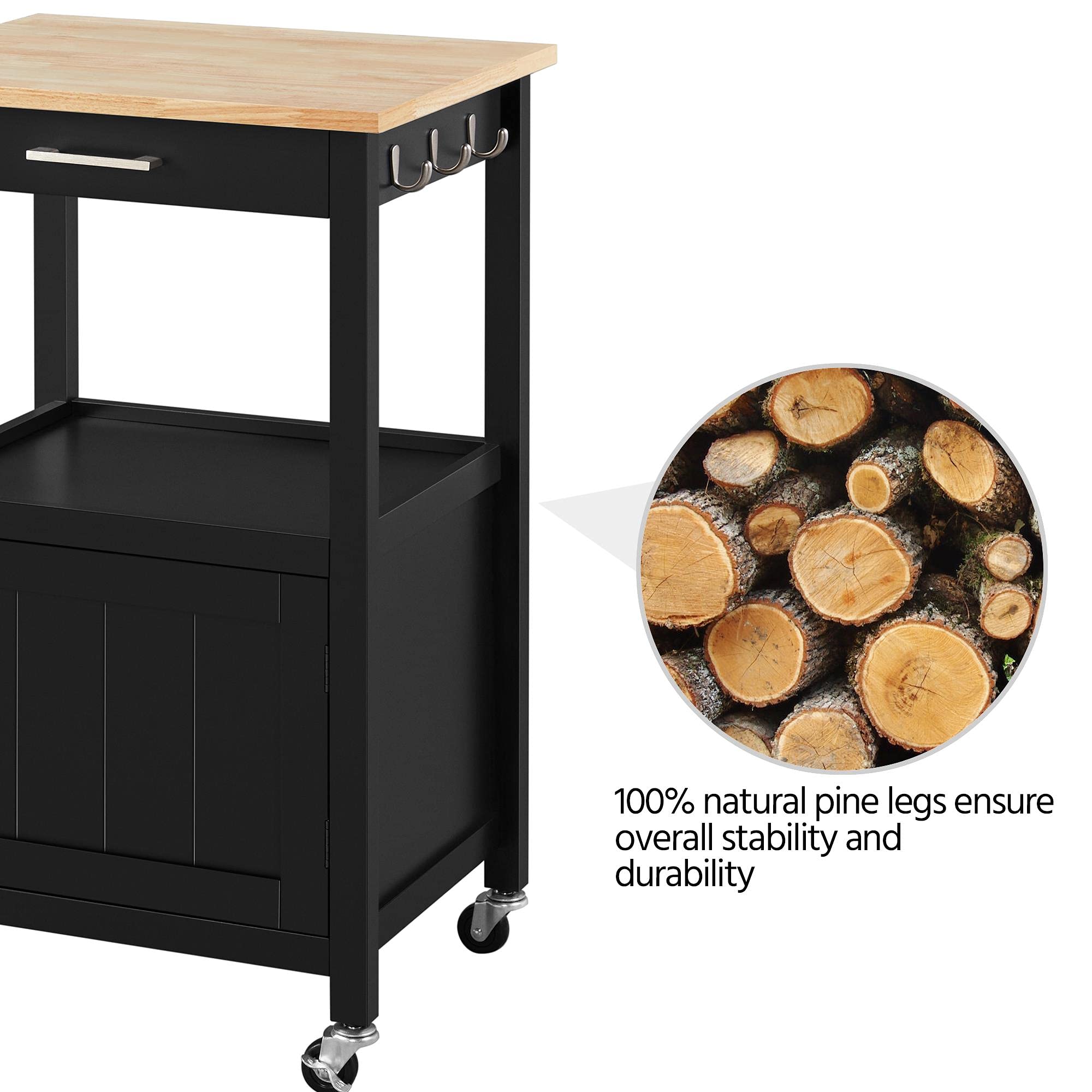Buy Yaheetech Small Kitchen Island on Wheels with Wood Top and Drawer ...