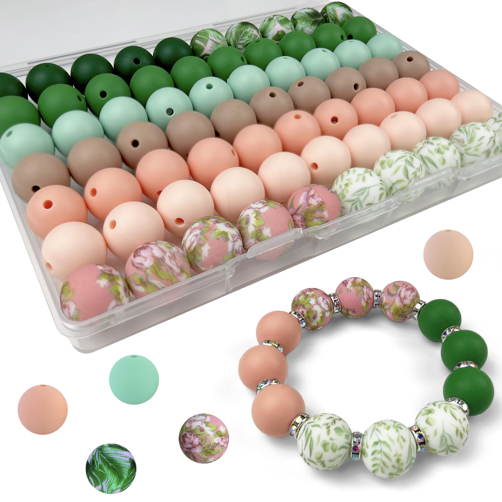 Amazon.com: 70pcs 15mm Silicone Beads,Bulk Rubber Beads for Keychain ...