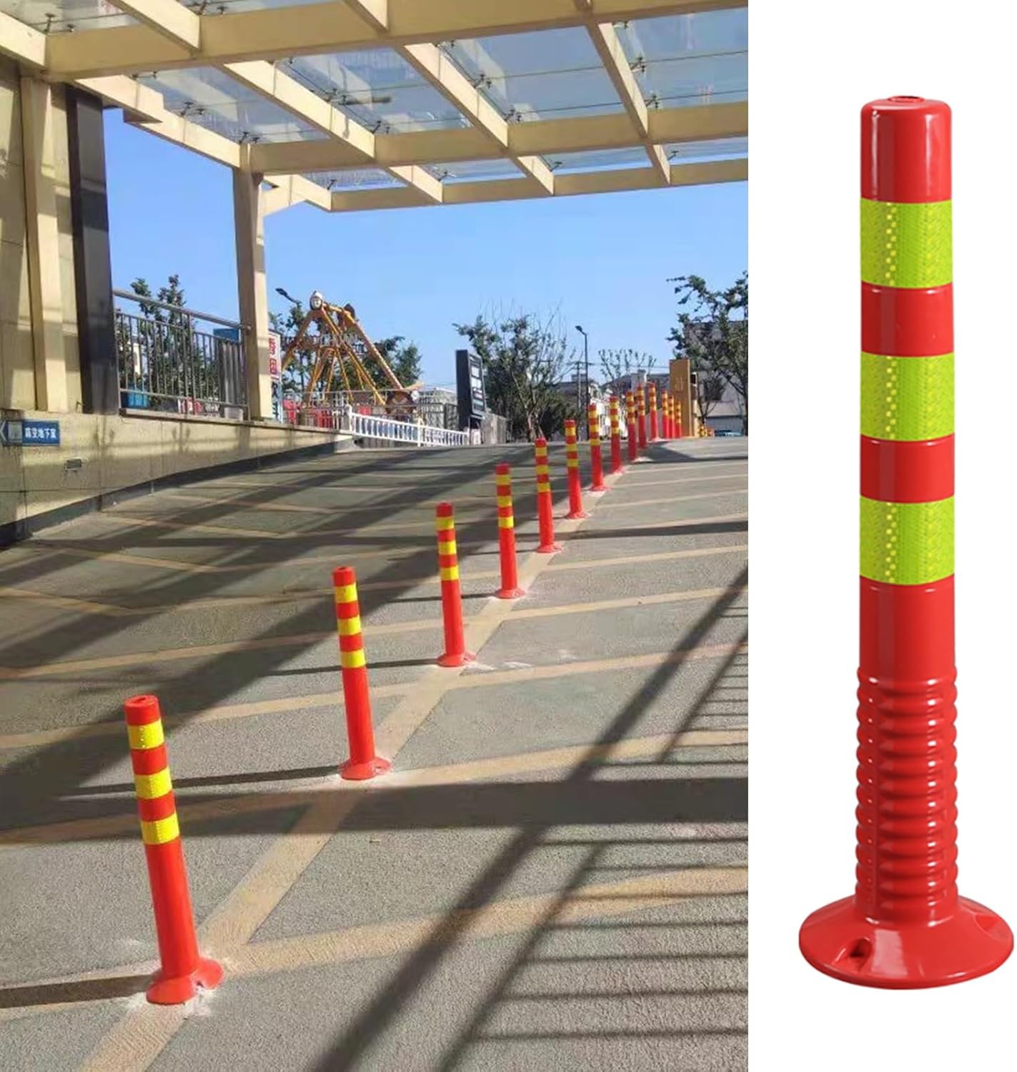 Amazon.com: traffic delineator posts, Plastic Flexible Parking Barrier ...