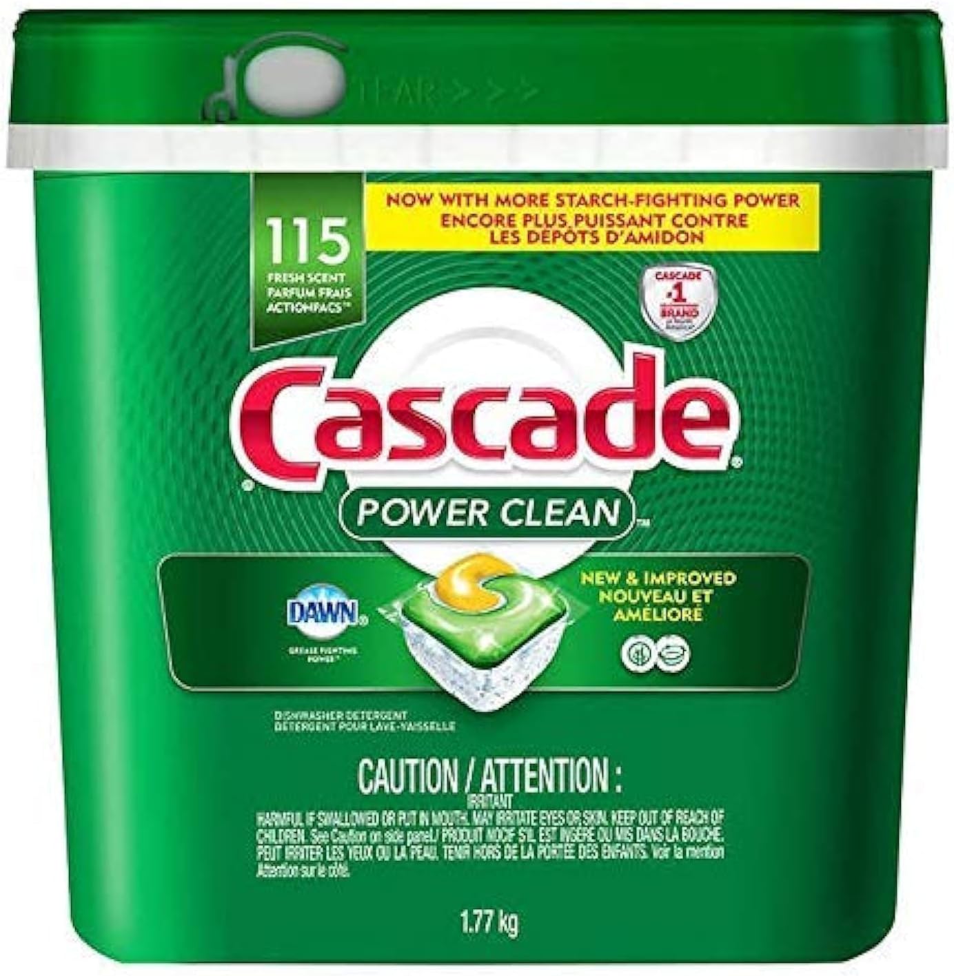 Cascade Power Clean Dishwasher Detergent ActionPacs, 115-count : Amazon ...