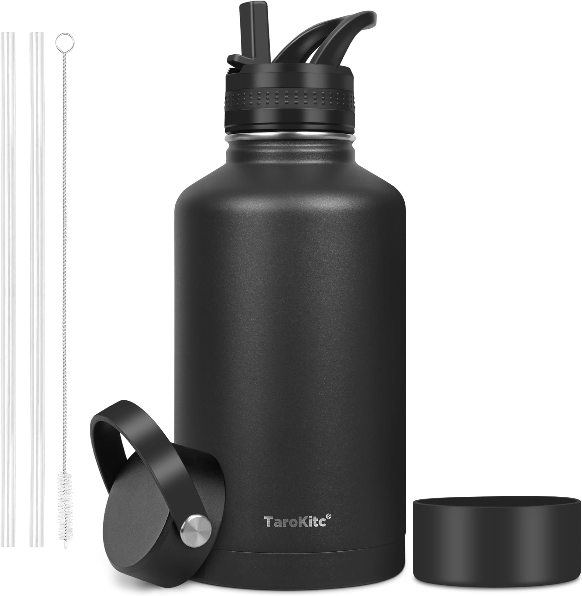 Amazon.com: 64oz Water Bottle with Straw - Half Gallon Vacuum Insulated ...