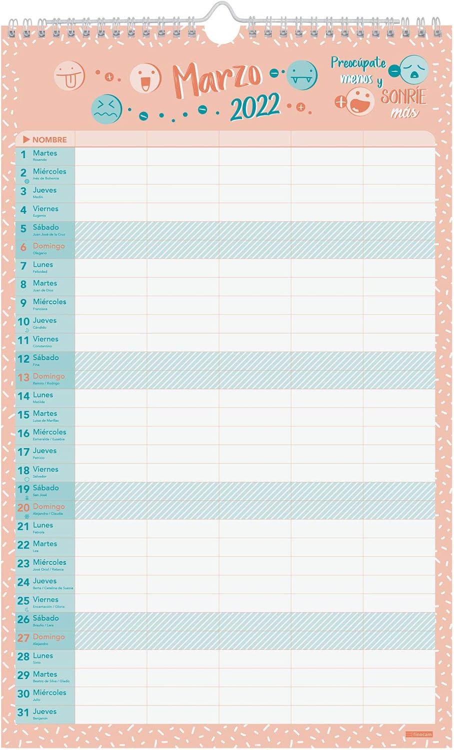 Finocam – Family Wall Calendar Adventure Basic 16 Months 2021 2022 ...