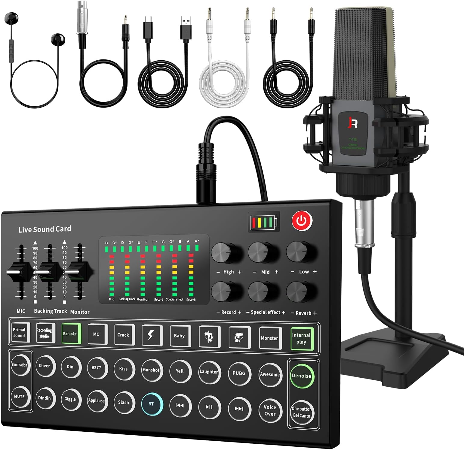 RHM Podcast Equipment Bundle, All-in-One Audio Interface DJ Mixer with ...