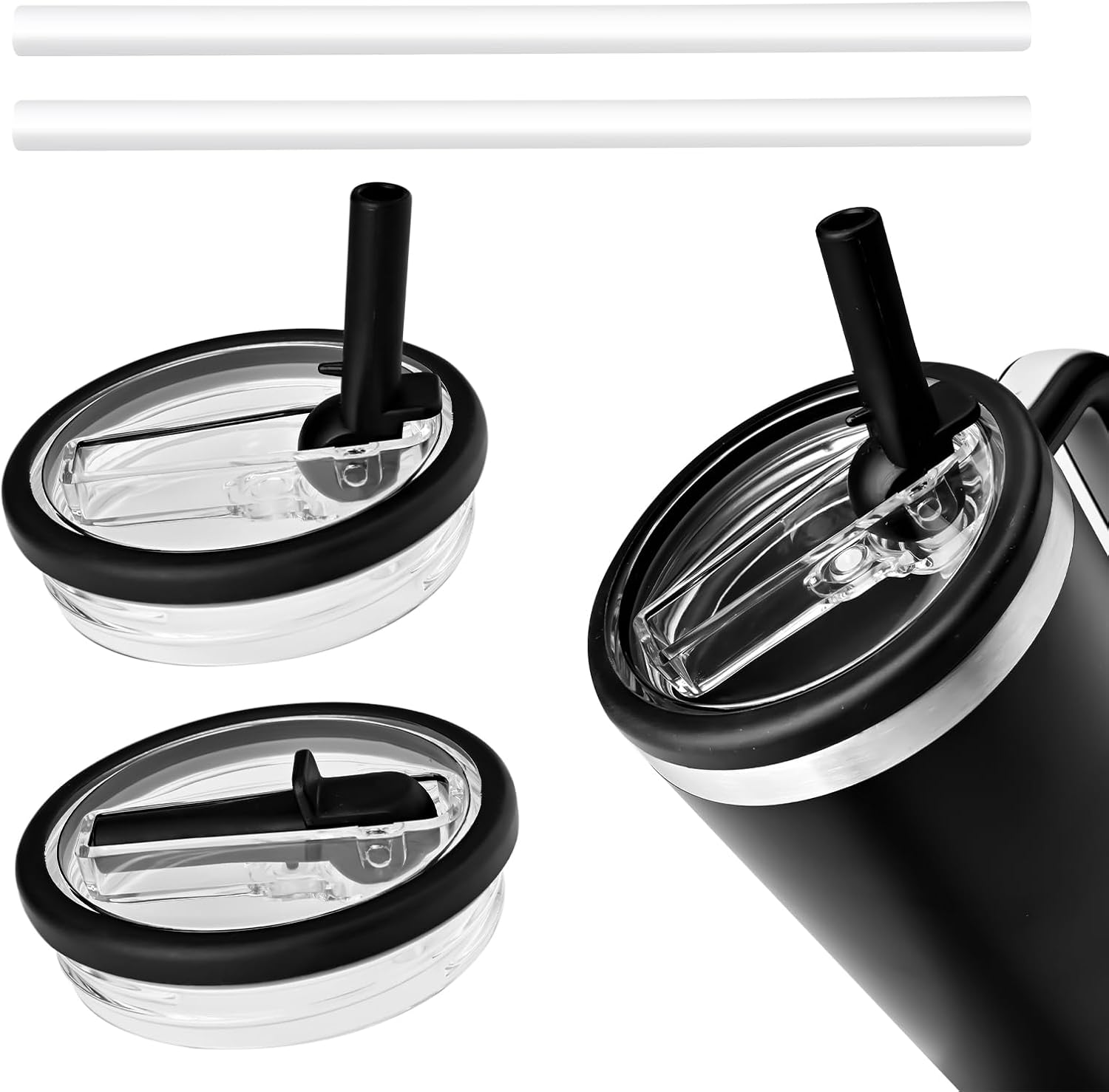 Amazon.com: 2 Pack 40 OZ Tumbler Flip Straw Lid With 2 Straws For 40 OZ ...
