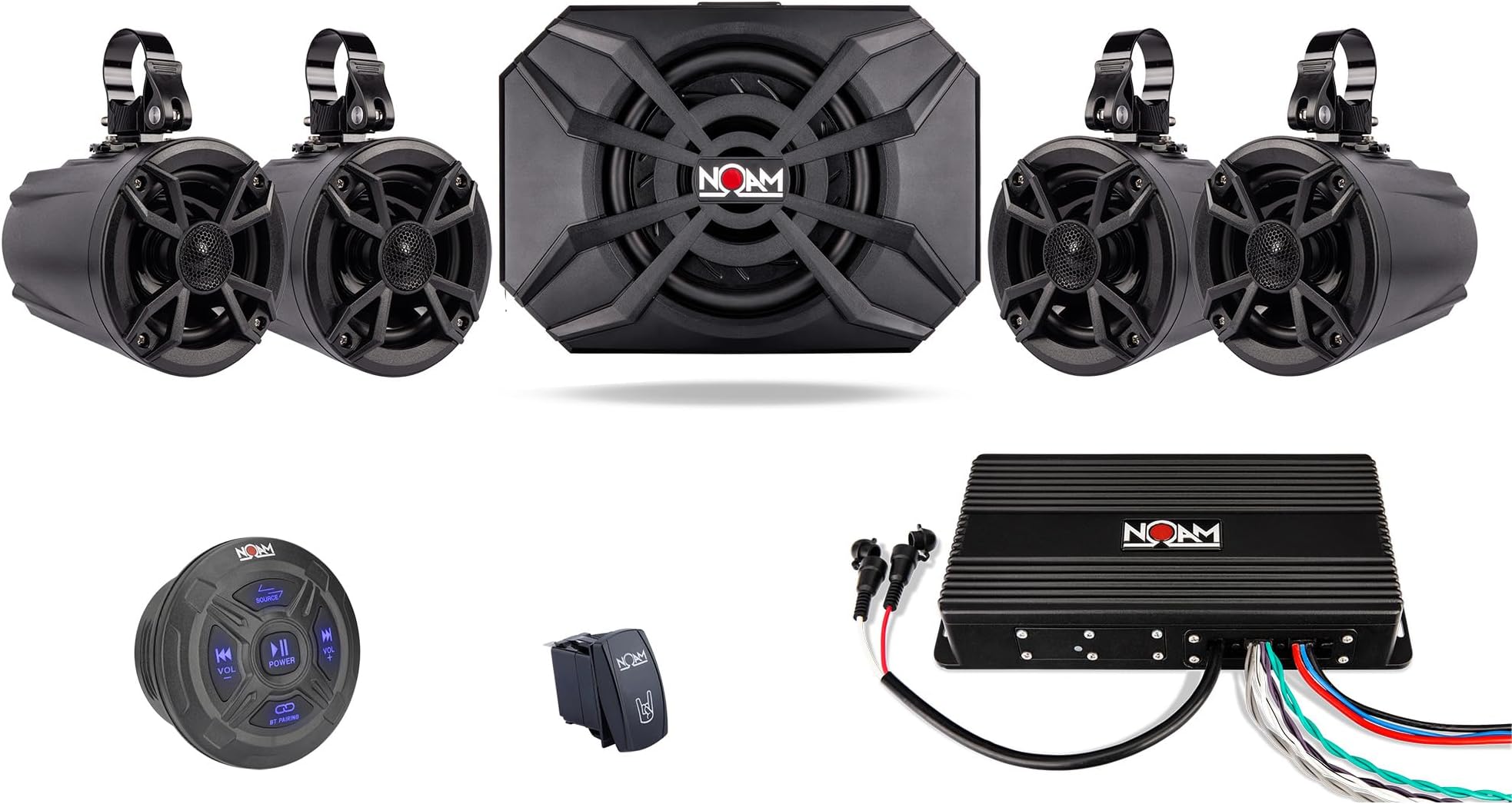 Amazon.com: NOAM NUTV4 Quad - 4 Channels Marine Bluetooth ATV/Golf Cart ...