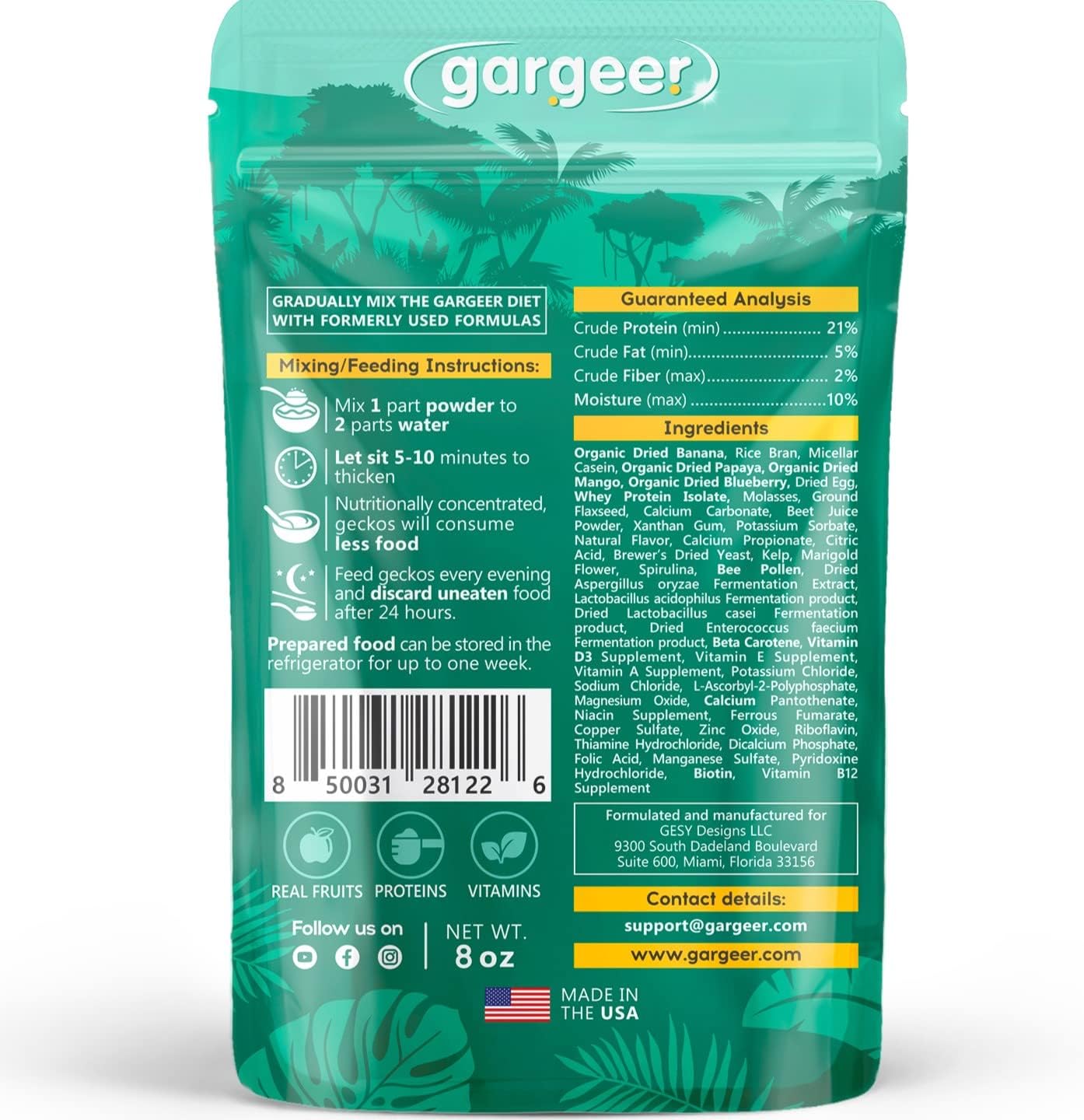 Gargeer Dieta completa de alimentos gecko crestados de 8 onzas Mezcla ...