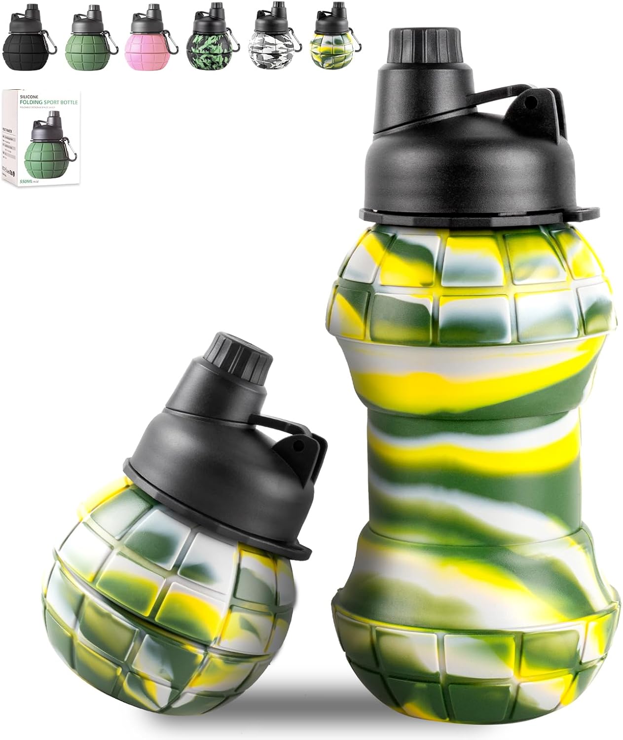 Amazon.com: COCTN Collapsible Travel Water Bottles, 550ml Silicone ...