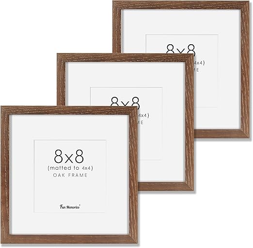 Amazon.com - 8x8 Picture Frames Set of 3, Solid Oak Wood 8”x8” Picture ...