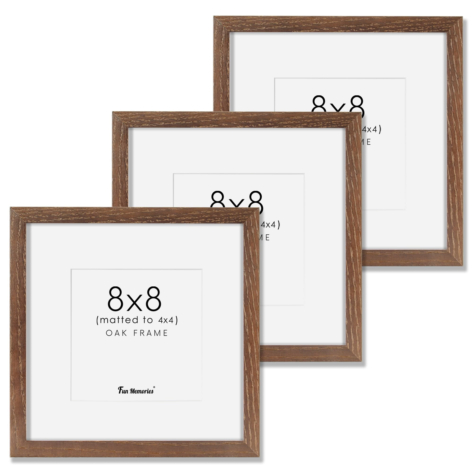 Amazon.com - 8x8 Picture Frames Set of 3, Solid Oak Wood 8”x8” Picture ...