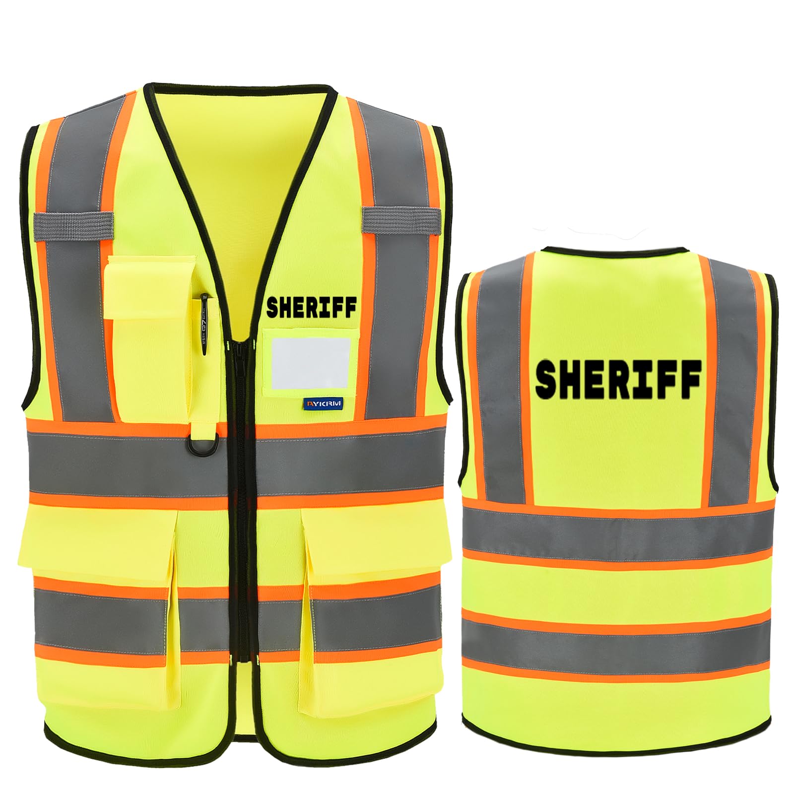 Snapklik.com : SHERIFF Safety Vest For Men Women 7 Pockets High ...