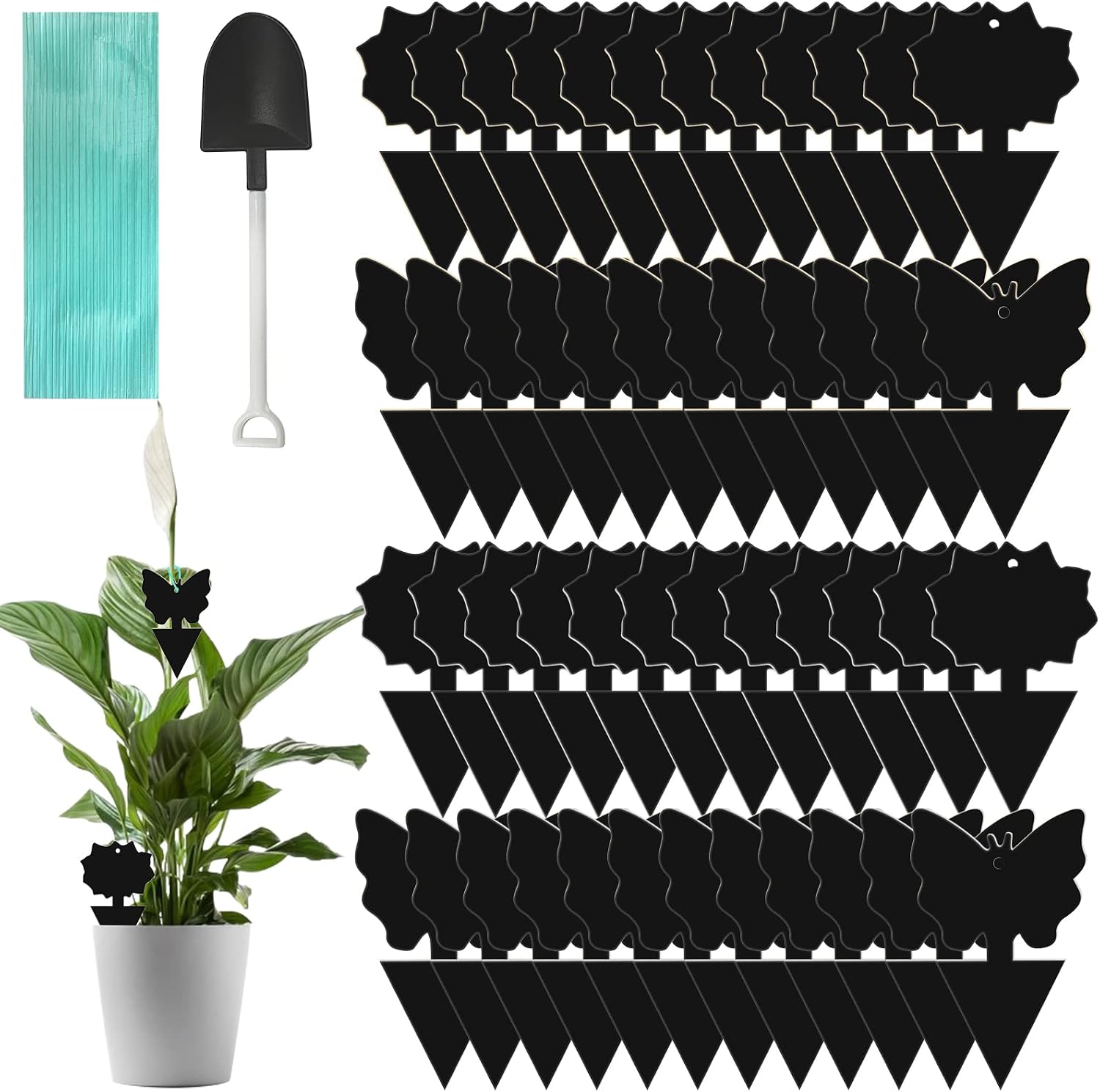 WD&CD 48PCS Fly Sticky Traps with Hanging Wire And Small Shovel, Black ...