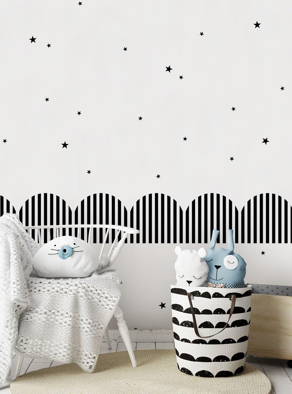 Amazon.com: Simple Shapes Striped Ribbons and Stars Vinyl Wall Decal ...