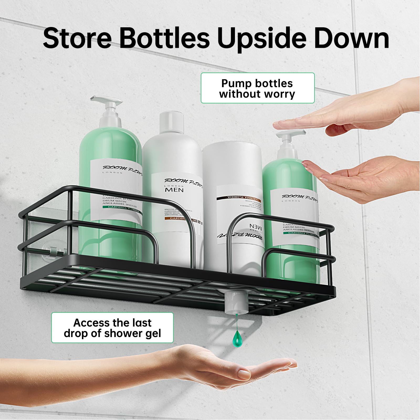 EZFurni Shower Caddy Adhesive, 5 Pack Bathroom Organizer with Towel ...