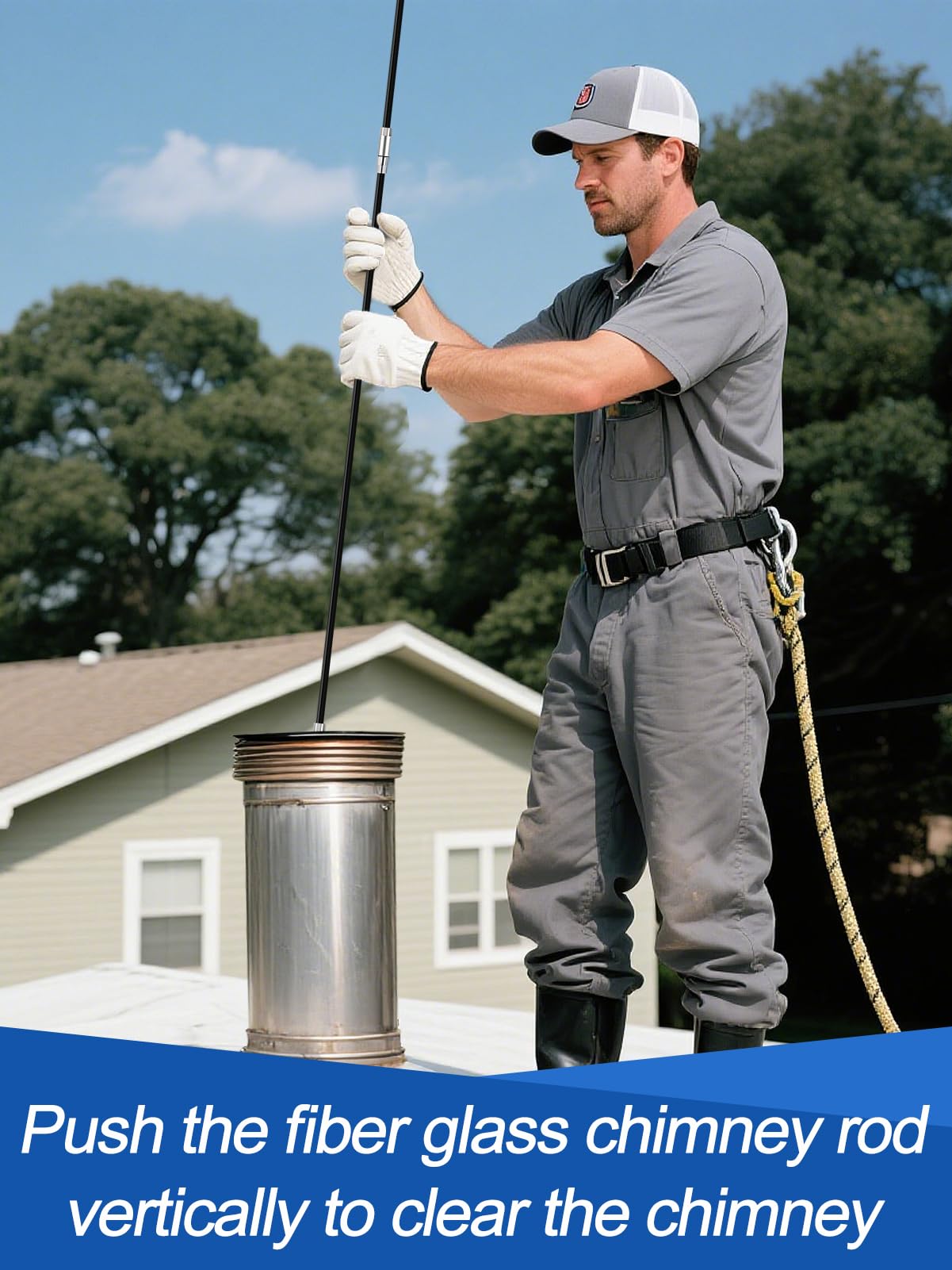 Snapklik.com : 24FT Fiberglass Chimney Cleaning Rod - Chimney Brush Rod ...