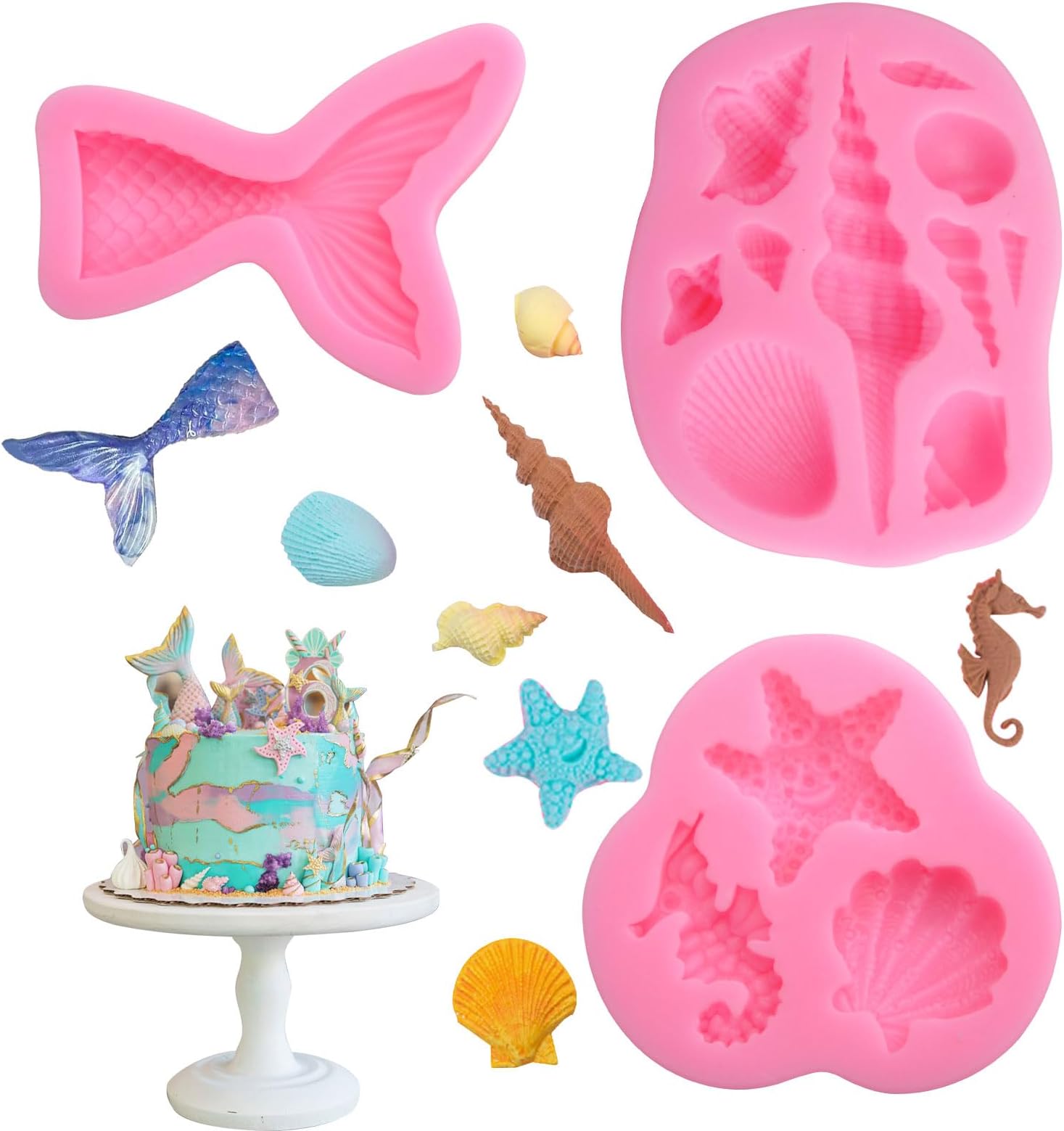 DIY Marine Themed Mermaid Silicone Mould Mermaid Theme Shell Conch ...