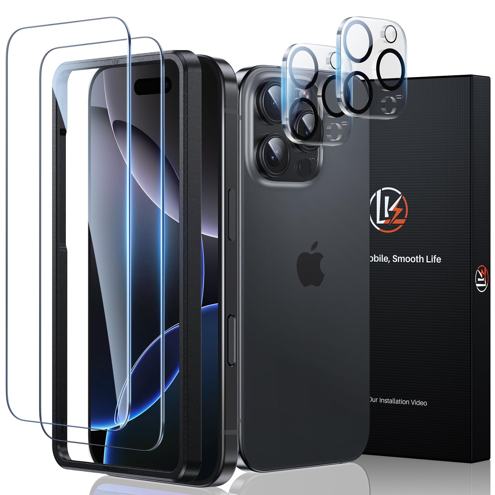 [2+2] LK 2 Pack Compatible for iPhone 16 Pro Screen Protector + 2 Pack ...