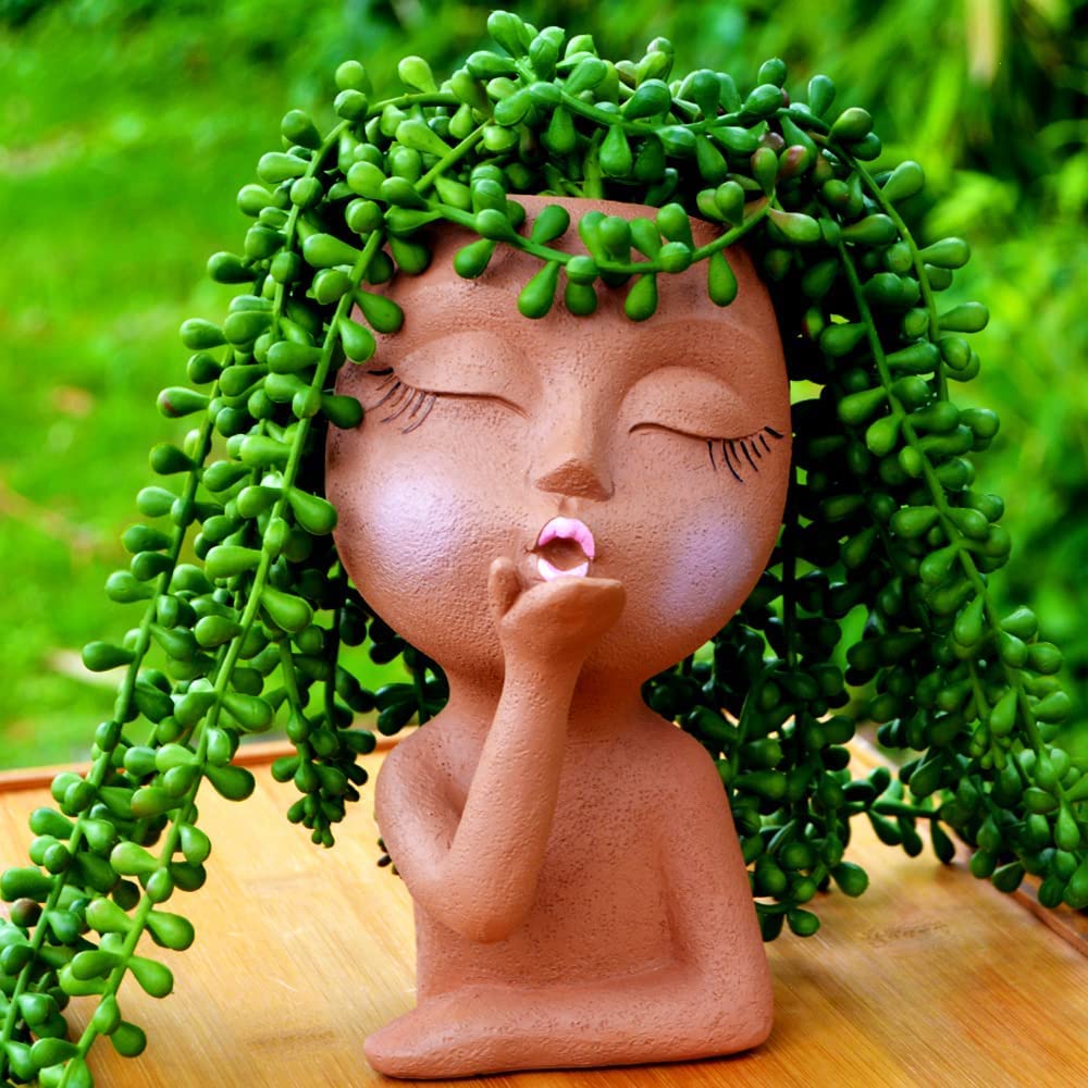 Snapklik.com : FEIYU BUY Kiss Face Planter Head Planters Statue ...