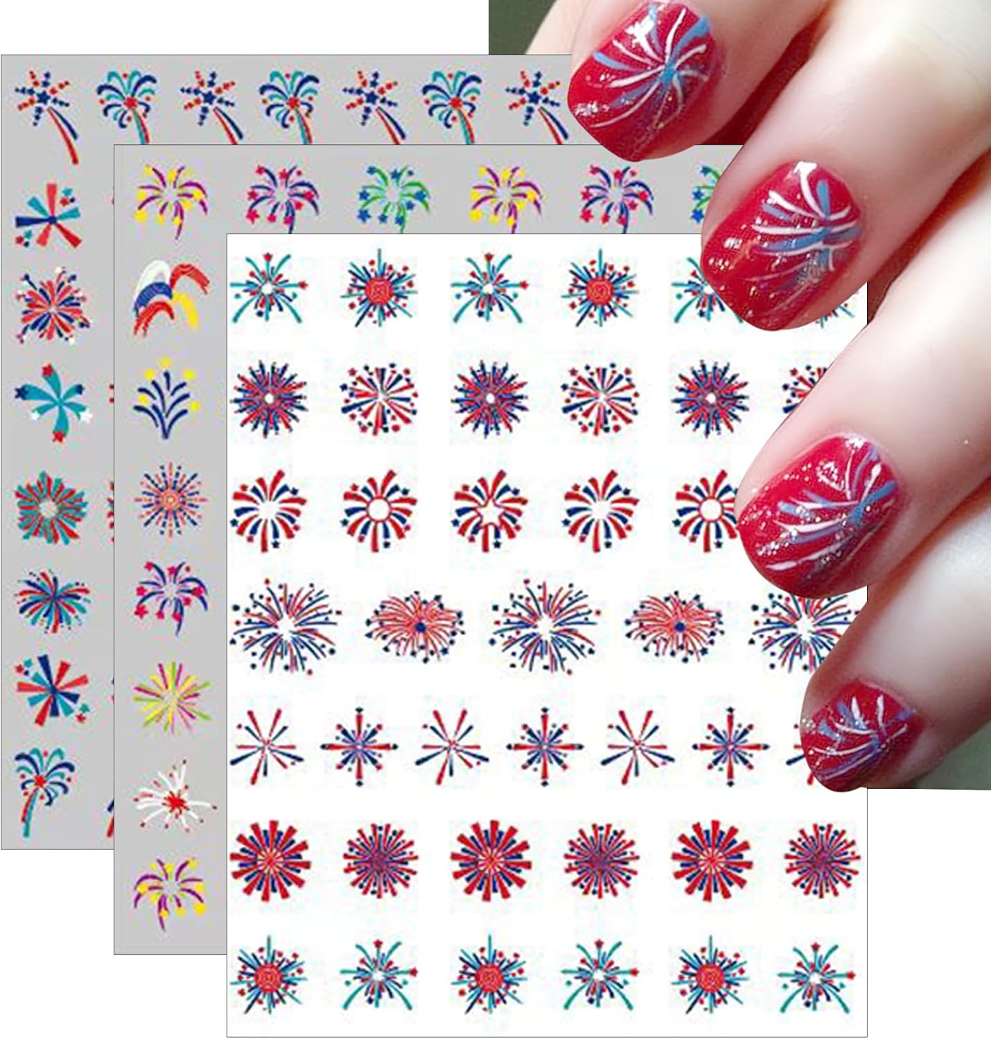 Amazon.com: 3Sheets Independence Day Colorful Firework Nail Art ...