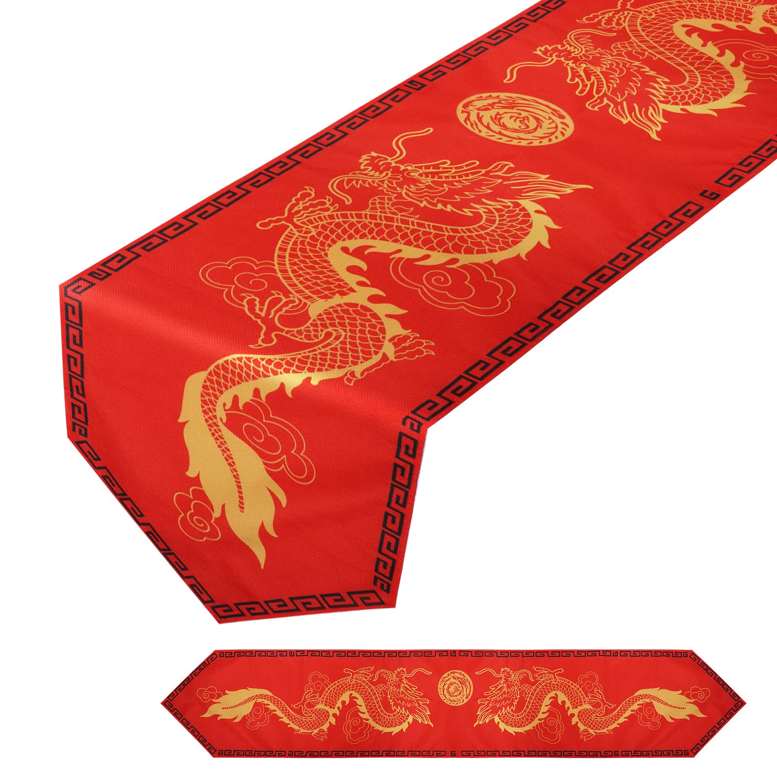 Chinese Dragon Table Runner, 72x13 Inch Chinese Dragon Table Cloth ...