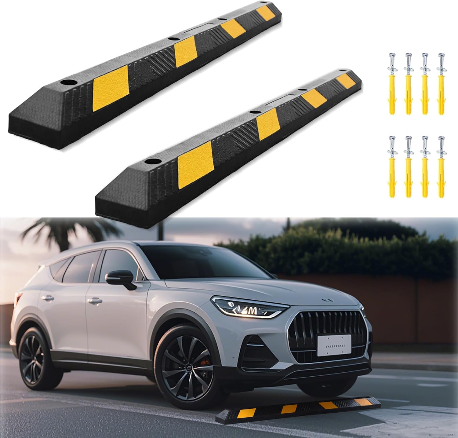 Amazon.com: ELLUMIN 72" Rubber Parking Stopper for Garage – 6-Foot Long ...