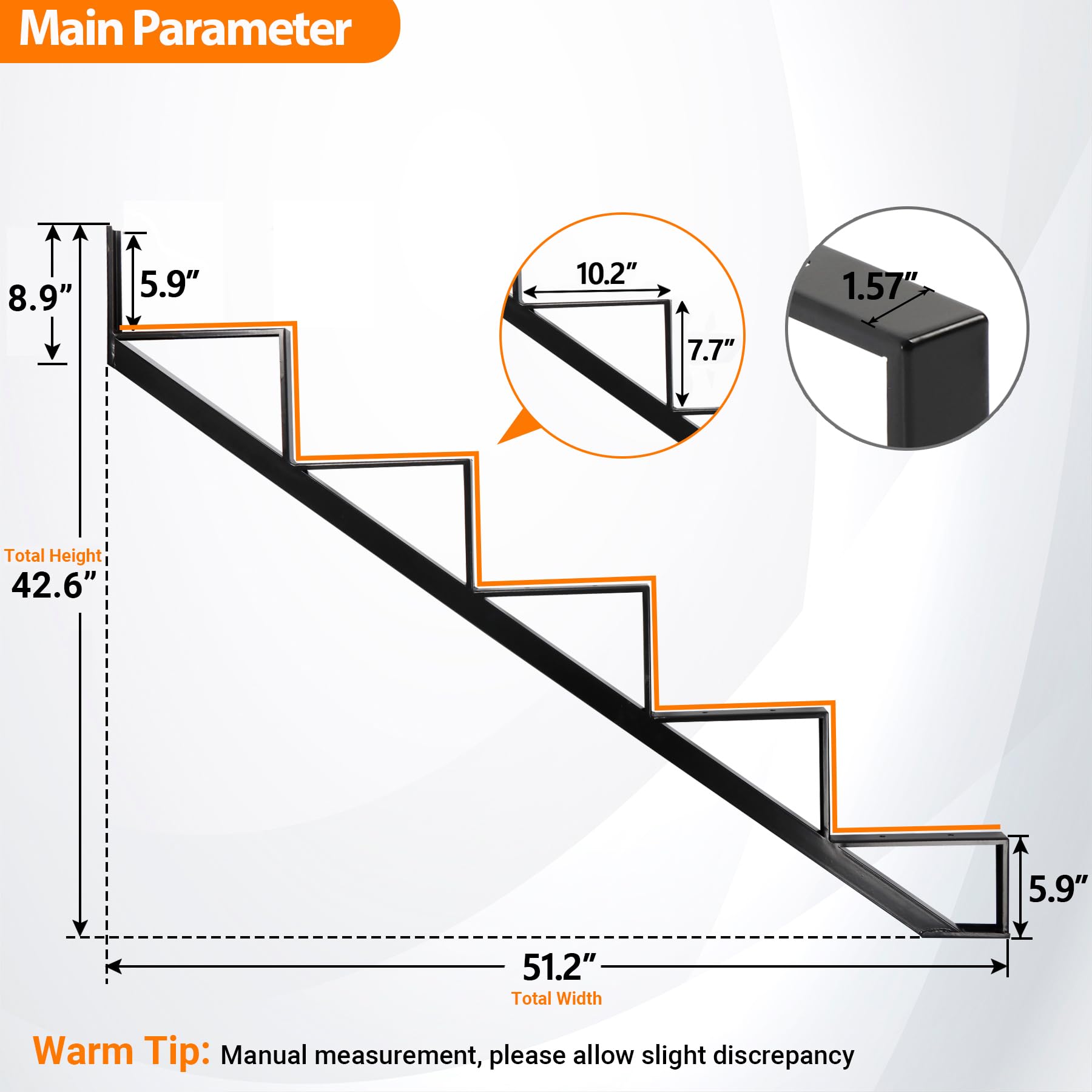 Snapklik.com : Steel Stair Step Riser-2 Pack, 5 Steps Stair Stringers ...