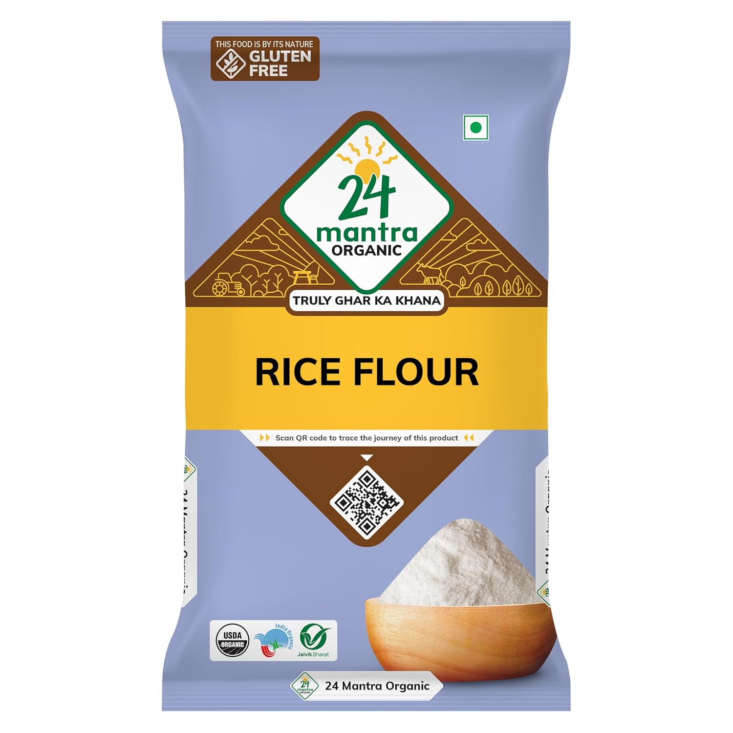 24 Mantra Organic Rice Flour/Chawal Atta - 500gms, Pack of 1, Organic ...