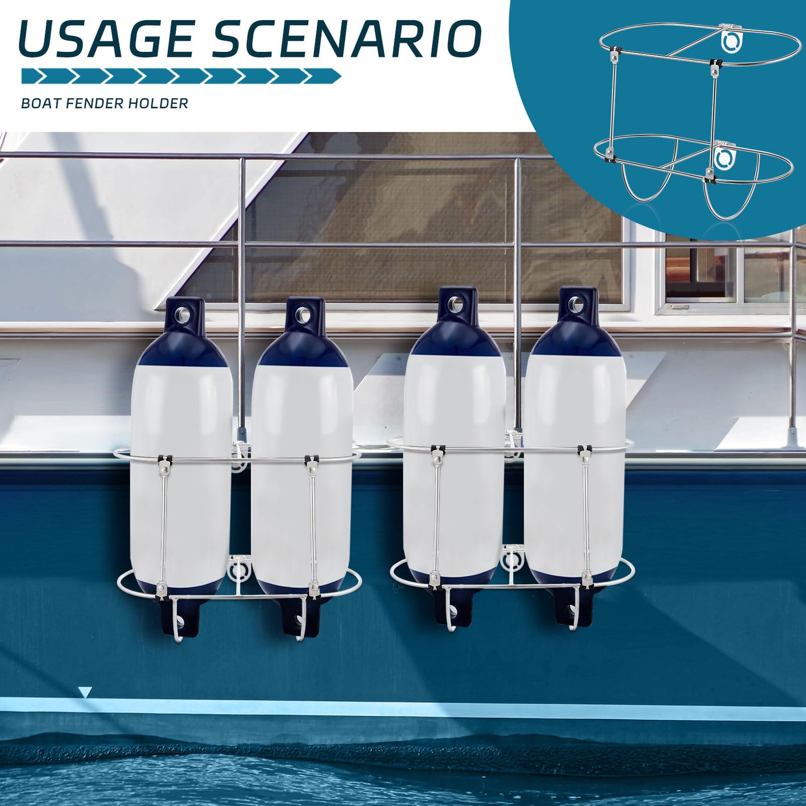 Snapklik.com : 2 Pack 7 Inches Marine Boat Fender Holders Folding ...