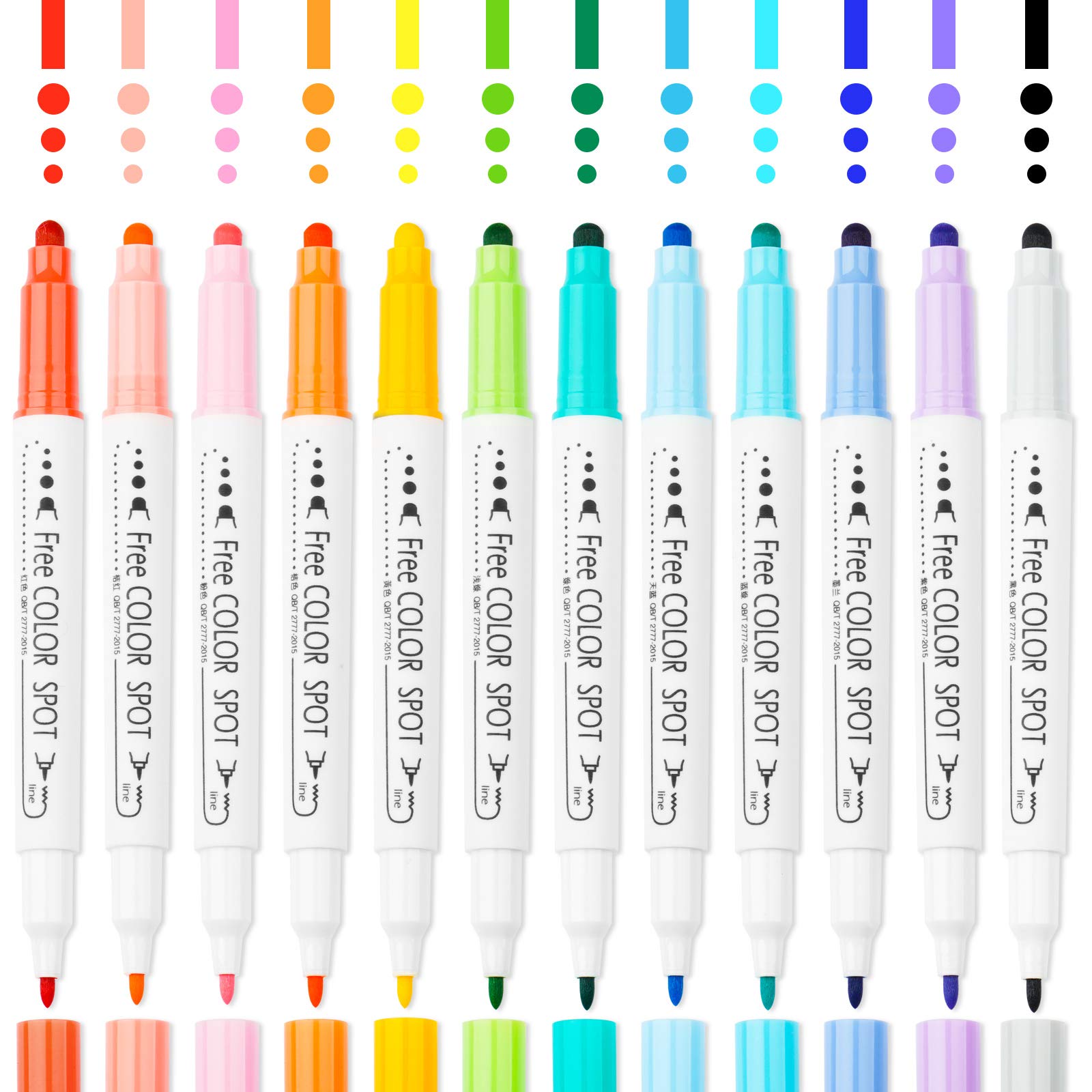 Buy NiArt Dual Tip DOT Marker Pens 12 Colors Round DOT Fiber Fine Tip 