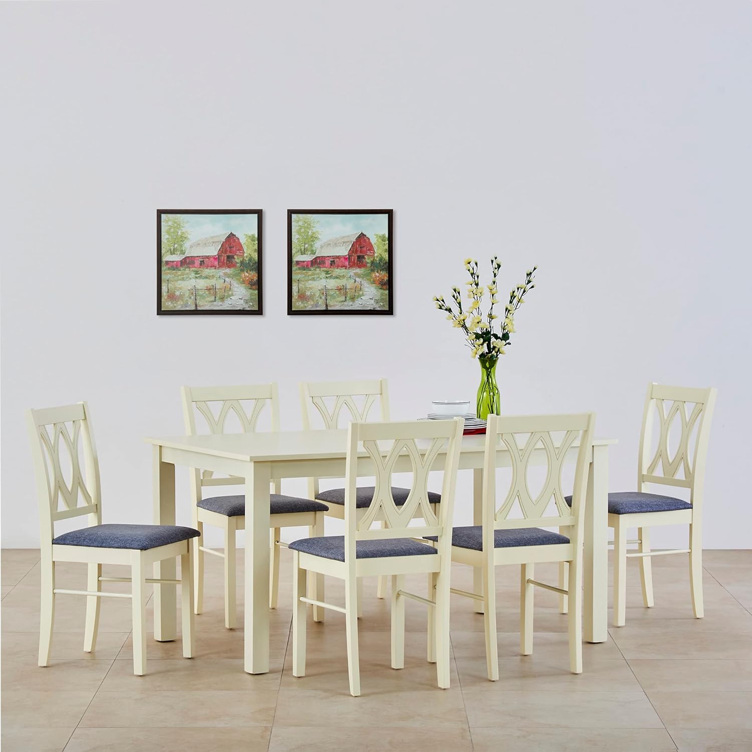 Home Centre Cornell White Engineered Wood 6-Seater Dining Table Set ...