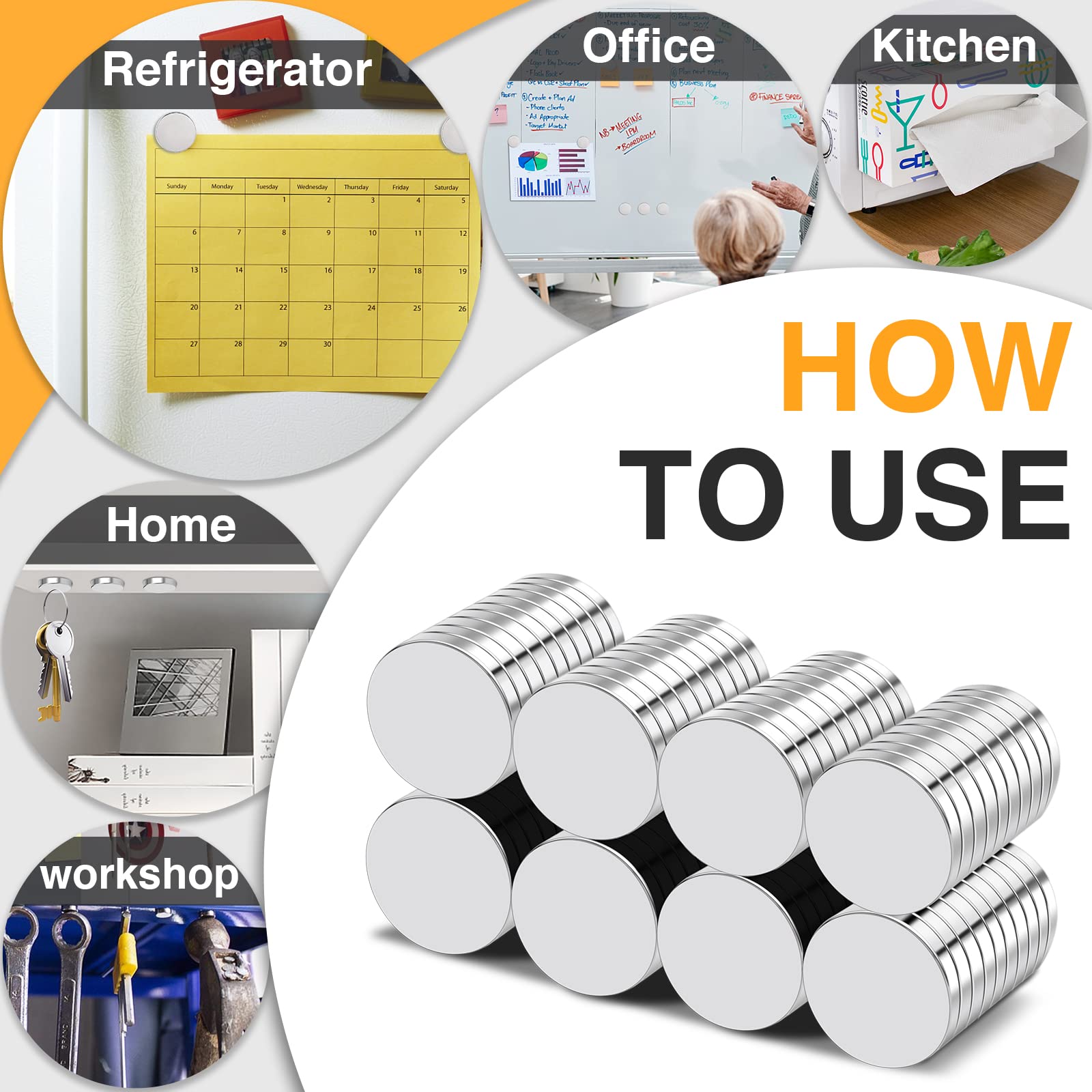 Snapklik.com : TRYMAG Small 10x2mm 200Pcs Round Refrigerator Magnets