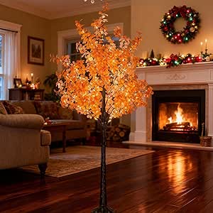 Amazon.com : TYBEEU 6FT 5-Leaf Lucky Tree Christmas Tree with Warm ...