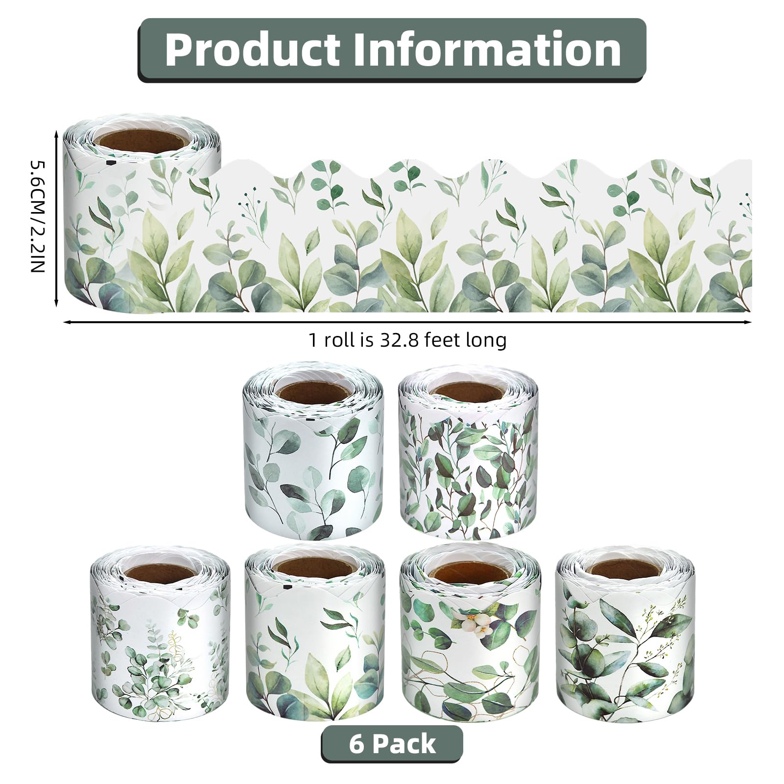 Snapklik.com : Eucalyptus Bulletin Board Borders Set - 6 Rolls 196.8 Ft ...