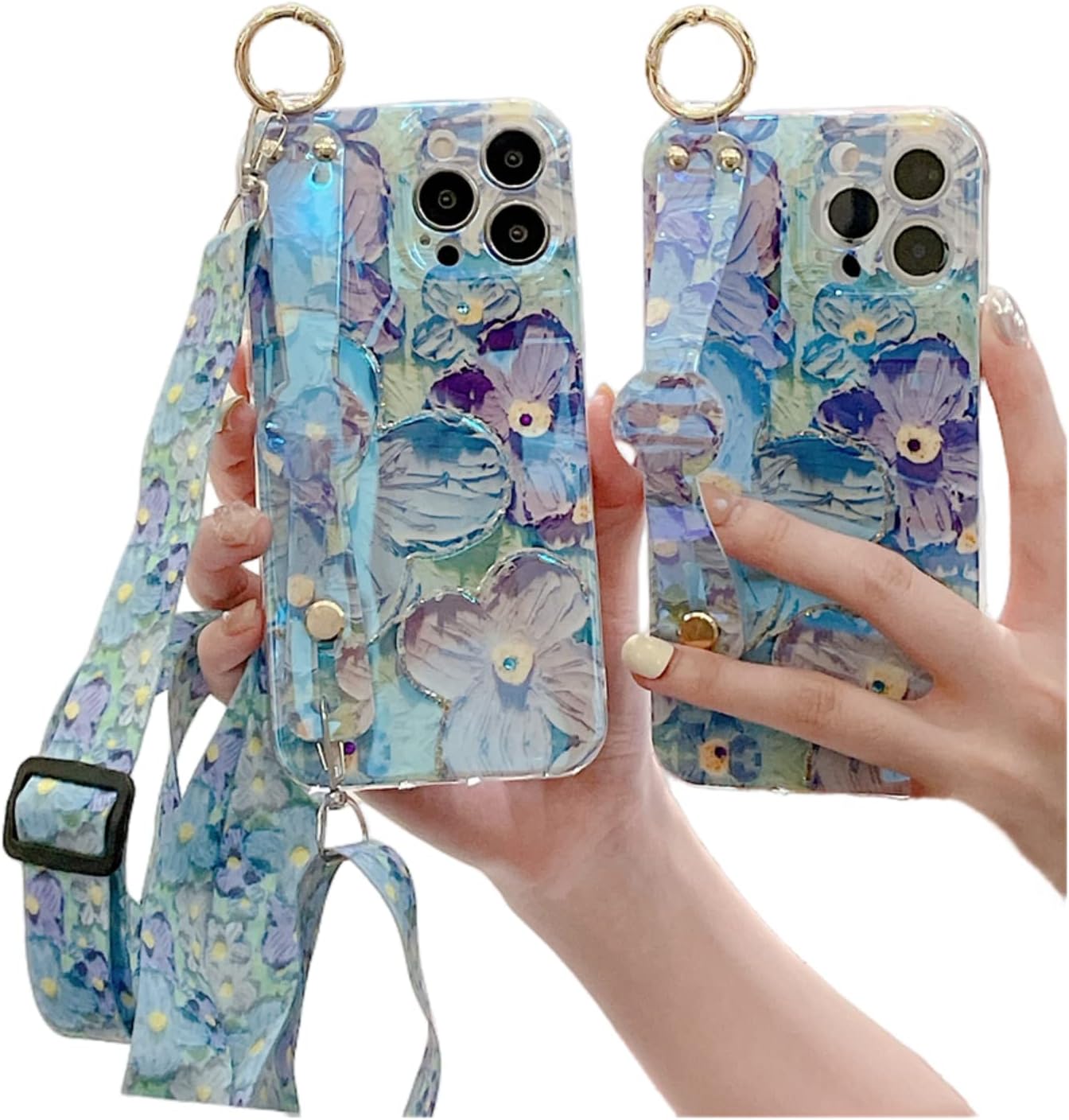 Amazon.com: OLOBBIRD Soft Oil Painting Flowers Bracket Phone Case for ...