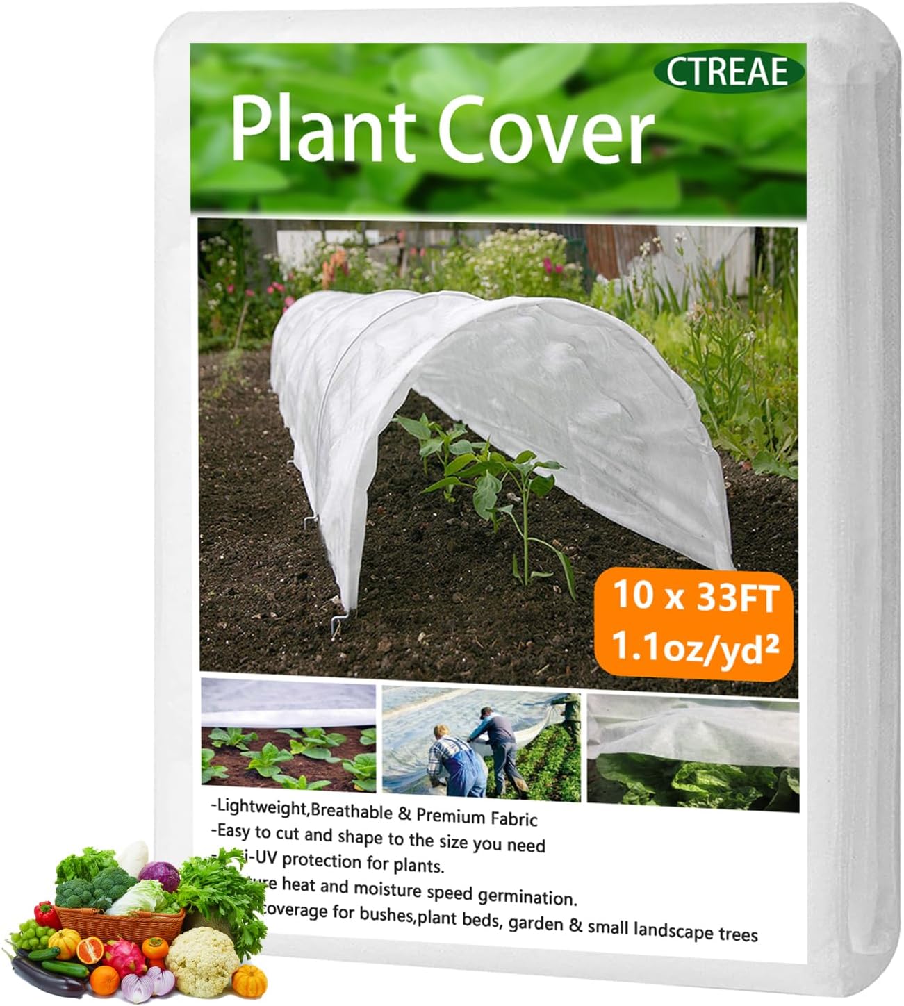 Amazon.com : CTREAE Plant Covers Freeze Protection 10 Ft x 33 Ft 1.1oz ...